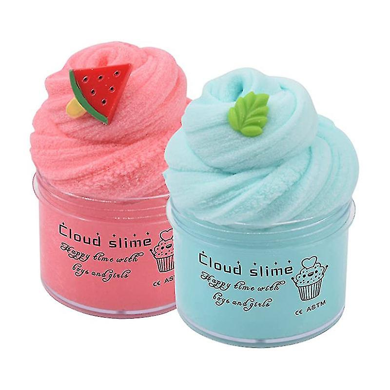 Buy Fluffy Cloud Slime Set Of 2, Diy Slime Soft And Stretchy, Scented ...