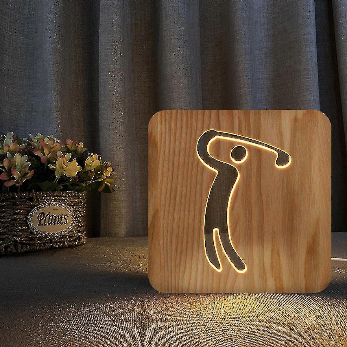 Buy Light Bulb Night Light For Golf Wooden 3d Lamp Creative Wooden ...