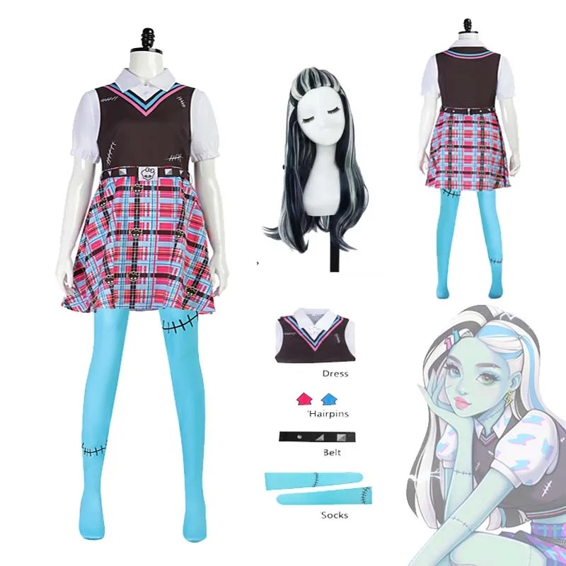 Buy Monster Cosplay Franky Stein School Uniform Girl Costume Wig Outfit ...