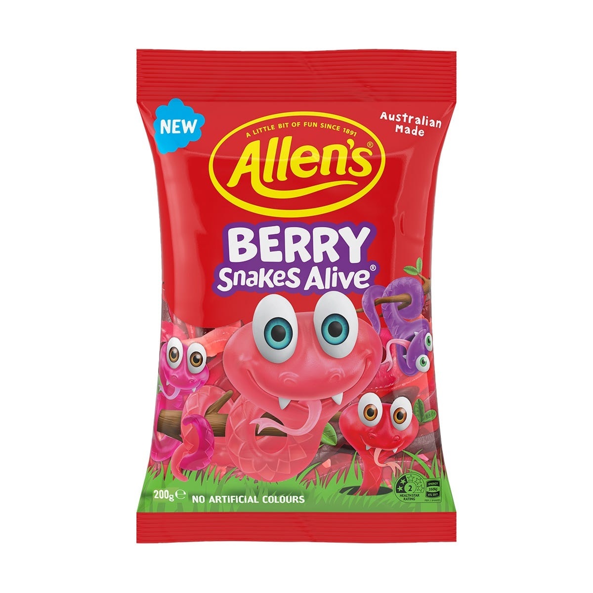 Buy Allen's Berry Snakes Alive 200g x 12 - MyDeal Australia