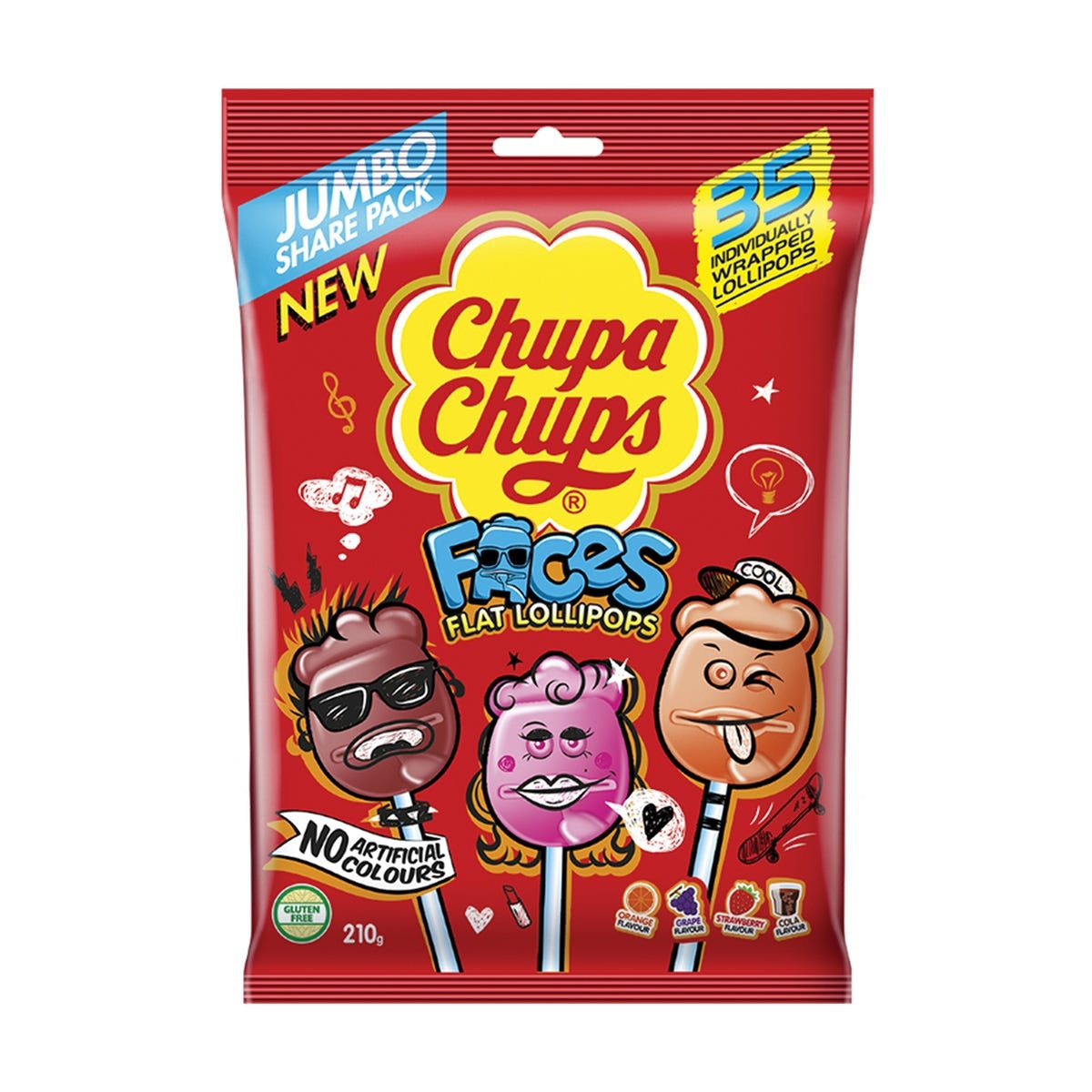 Buy Chupa Chups Faces 35 Pack 210g x 5 - MyDeal Australia