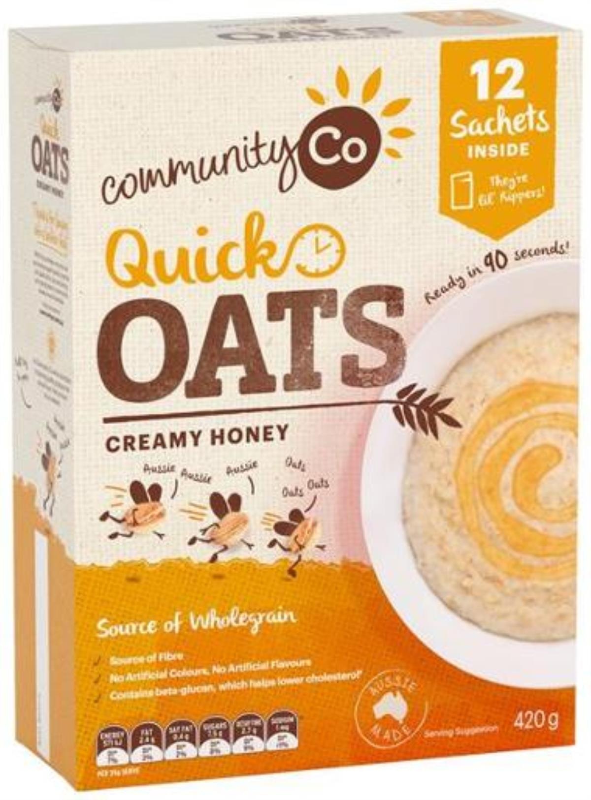 Buy Community Co Creamy Honey Quick Oats 420g x 6 - MyDeal Australia