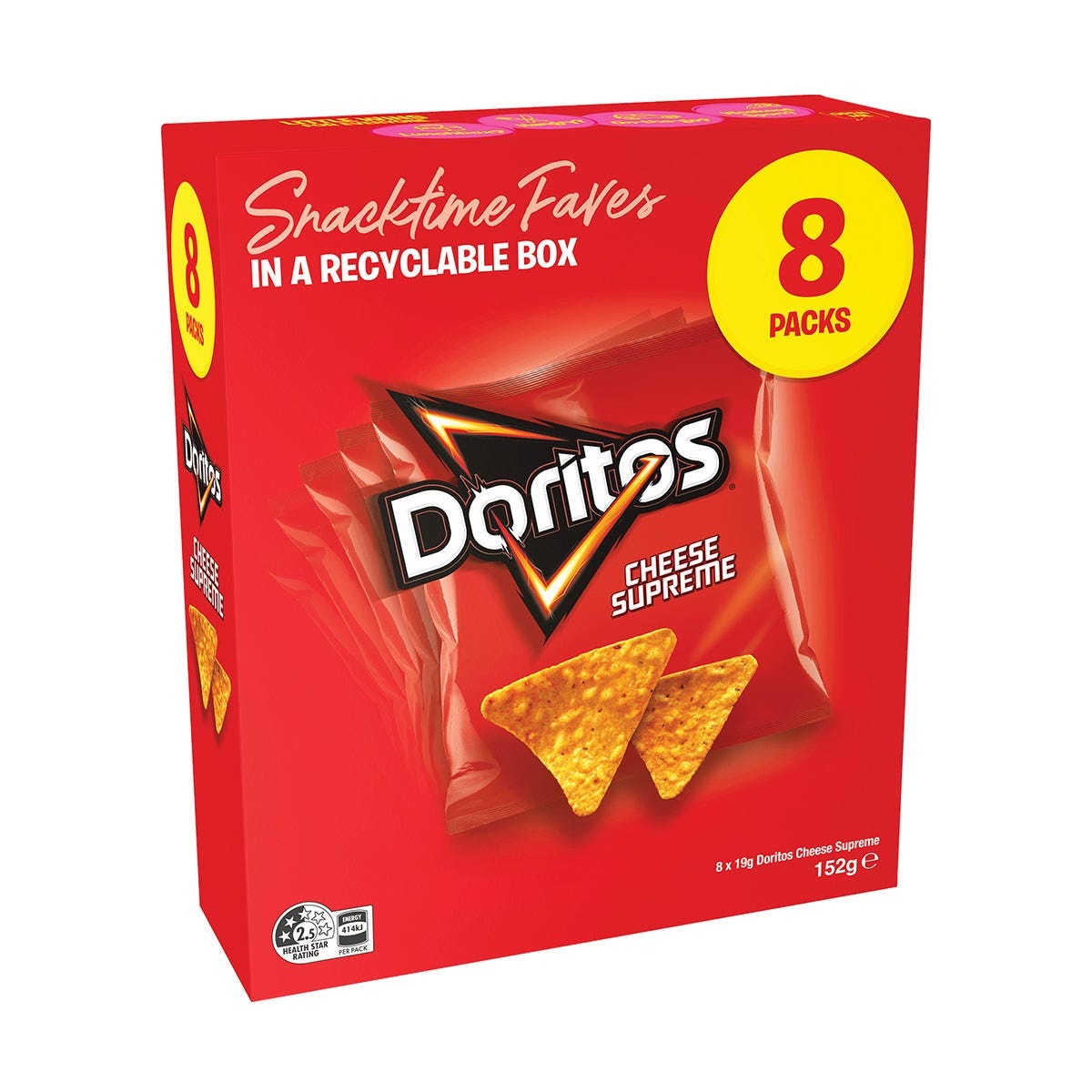 Buy Doritos Cheese Supreme 8 Pack 152g x 1 - MyDeal Australia