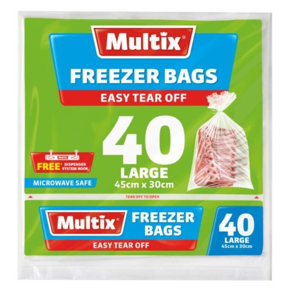 Buy Multix Tearoff Large Freezer Bags 40 Pack x 1 - MyDeal Australia