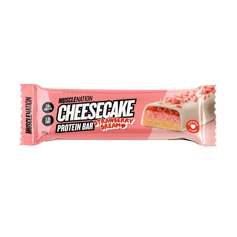 Buy Muscle Nation Cheesecake Bar Strawberry 50g x 12 - MyDeal
