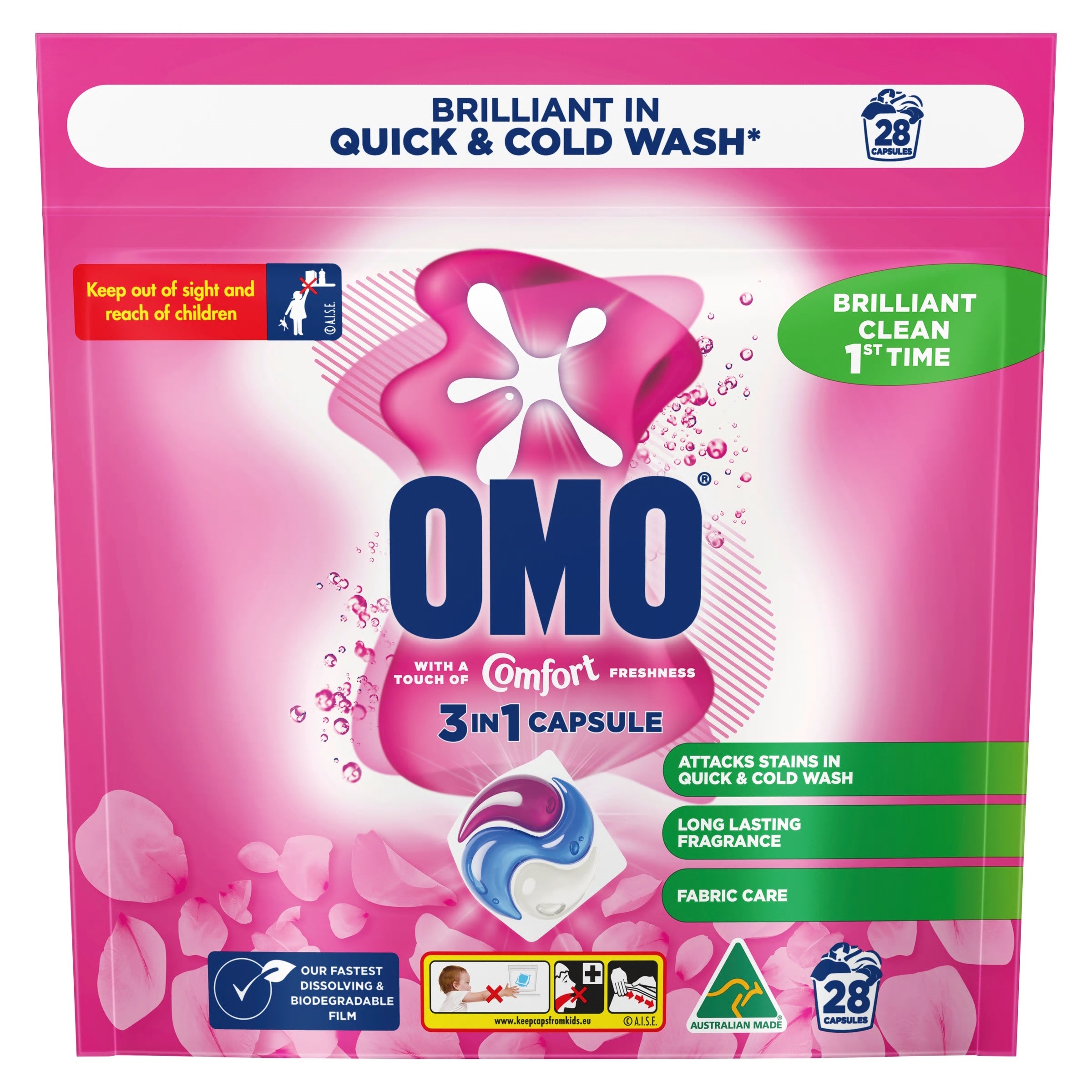 Buy Omo 3 In 1 Doy Comfort Laundry Capsules 28 Pack x 3 - MyDeal Australia