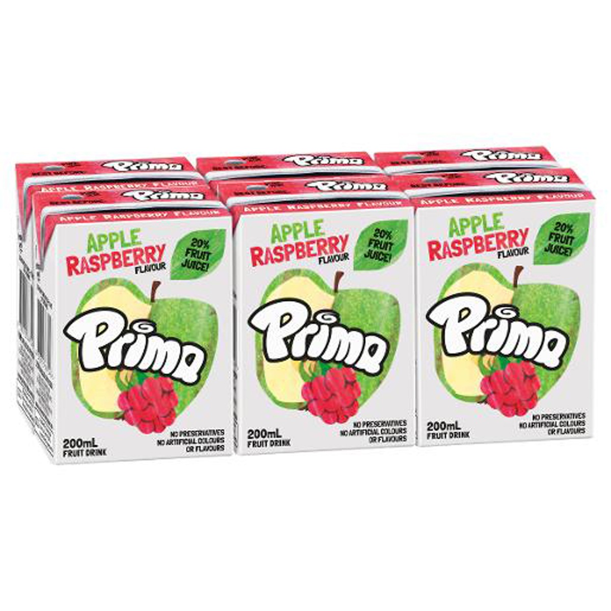 Buy Primavera Apple And Raspberry Fruit Drink 6 Pack 200ml x 4 - MyDeal ...