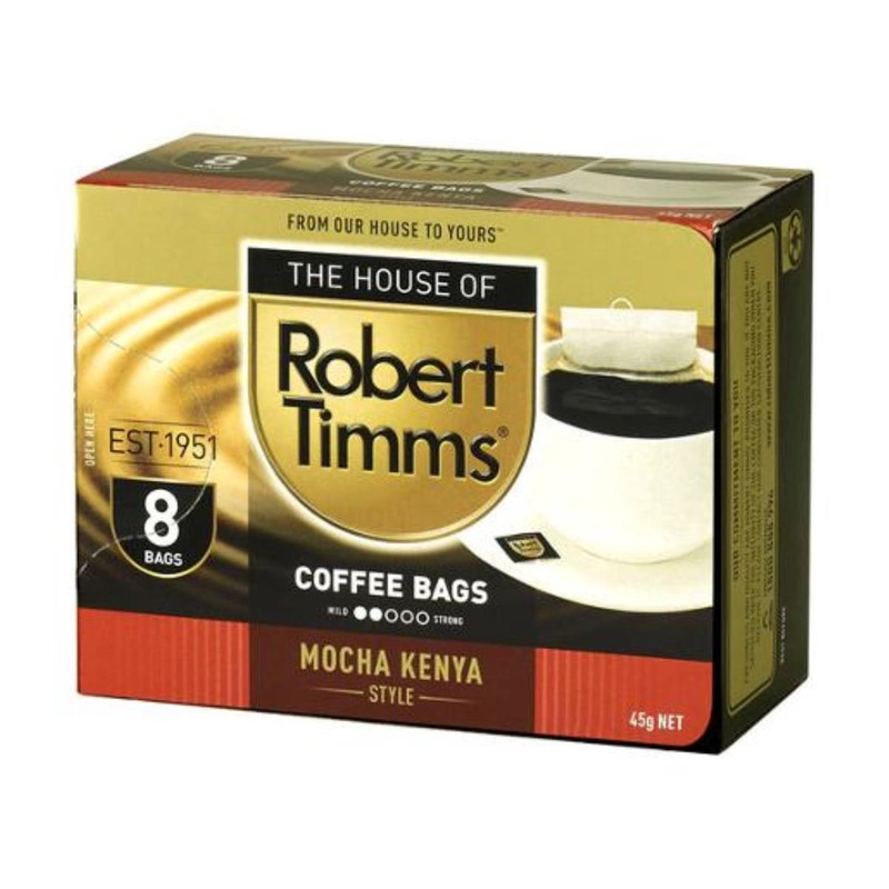Buy Robert Timms Mocha Kenya Coffee Bags 8s x 1 - MyDeal