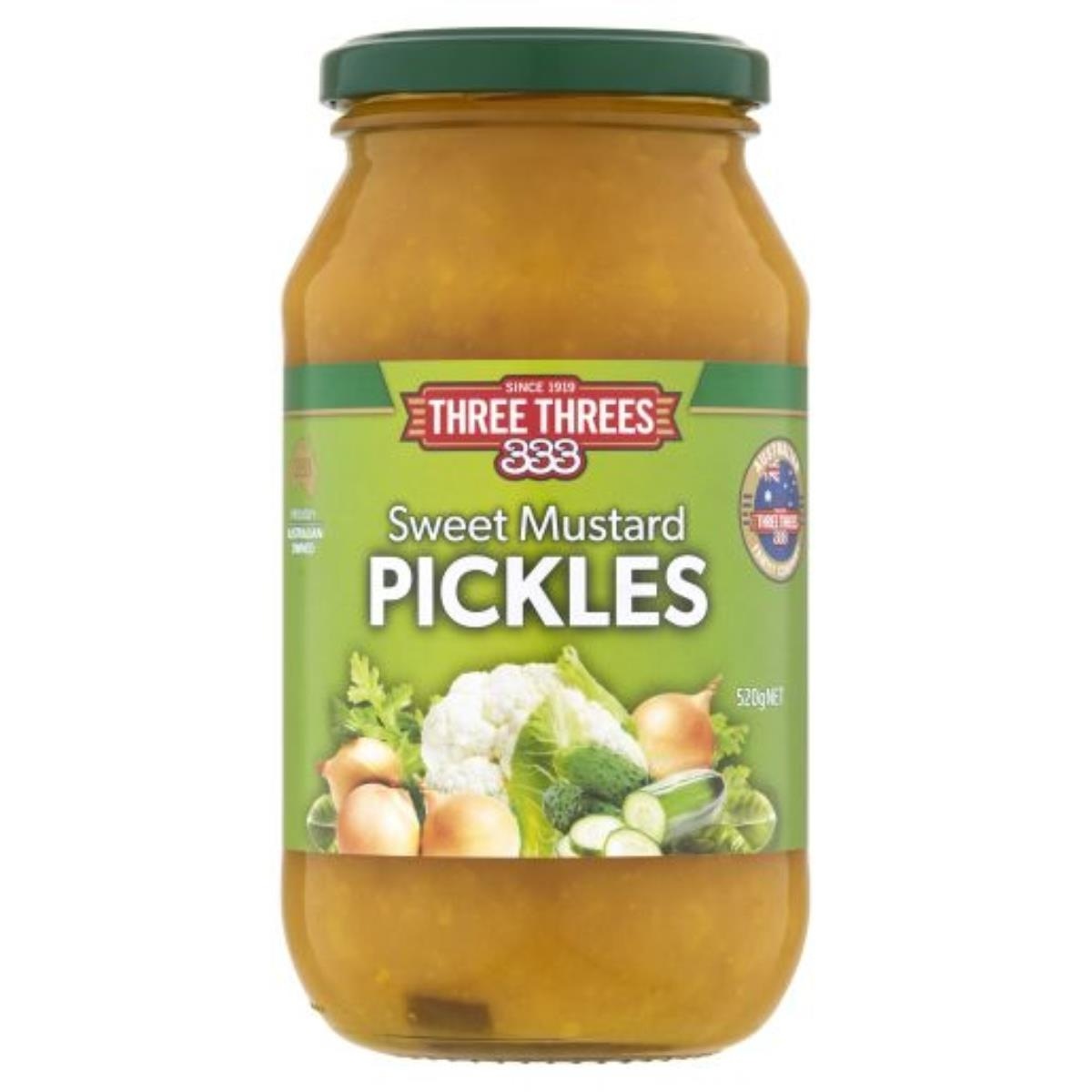 Buy Three Threes Mustard Pickles 520g x 1 - MyDeal Australia