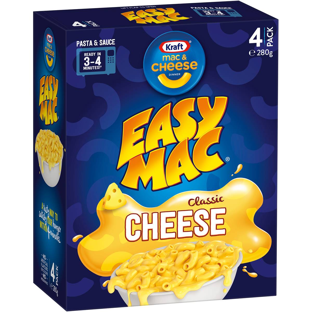 Buy Kraft Easy Mac and Cheese Macaroni Pasta Classic Box 4 Pack 280g ...