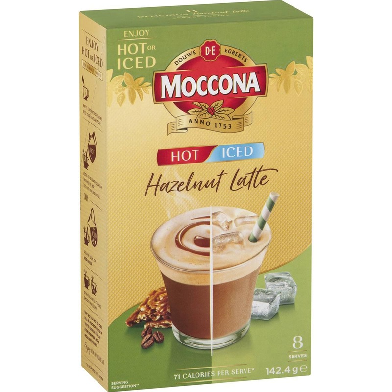 Buy Moccona Iced Hot Hazelnut Latte Coffee Sachets 8 Pack - MyDeal
