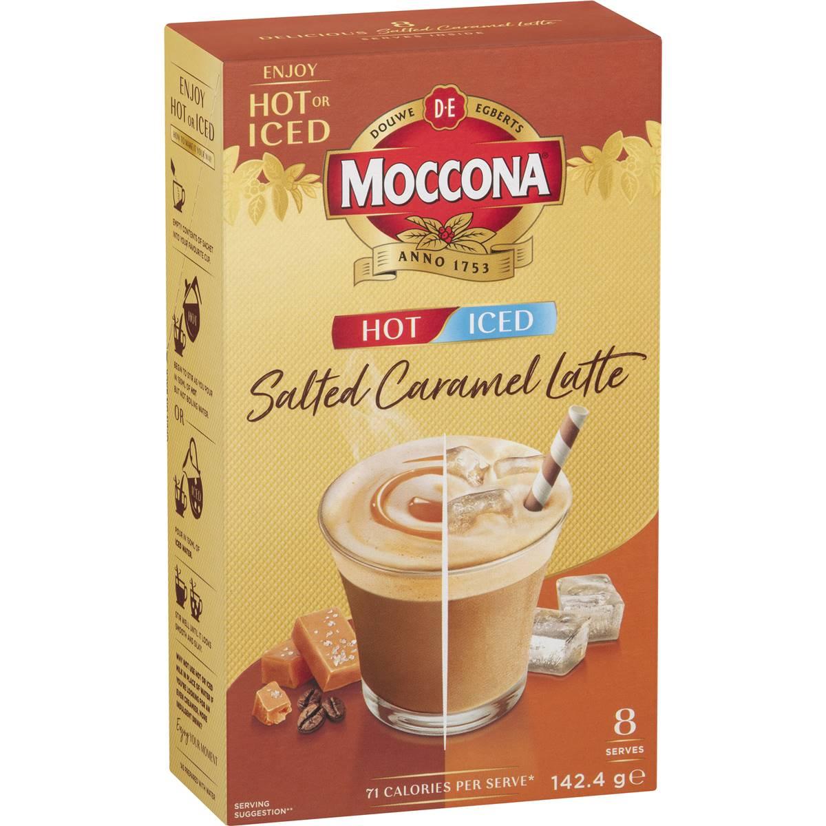 Buy Moccona Iced Hot Salted Caramel Latte Coffee Sachets 8 Pack ...