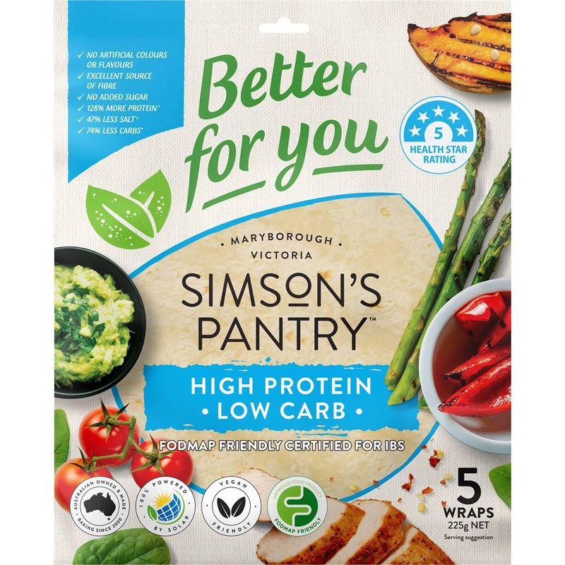 Buy Simsons Pantry High Protein Low Carb Wraps Pack - MyDeal