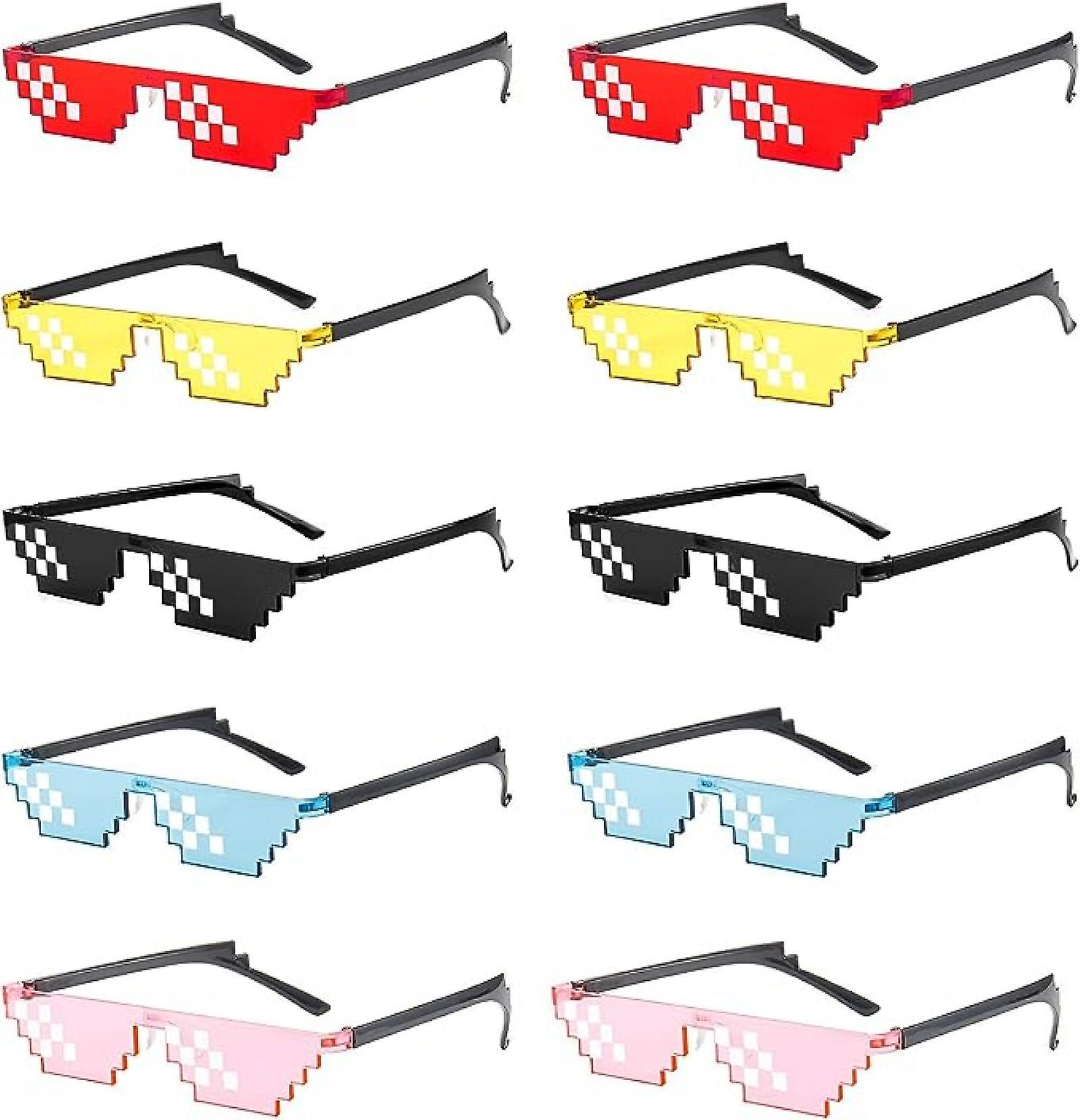 Buy 10 Pack Party Sunglasses 8 Bit Pixelated Multicolor Mosaic Gamer ...