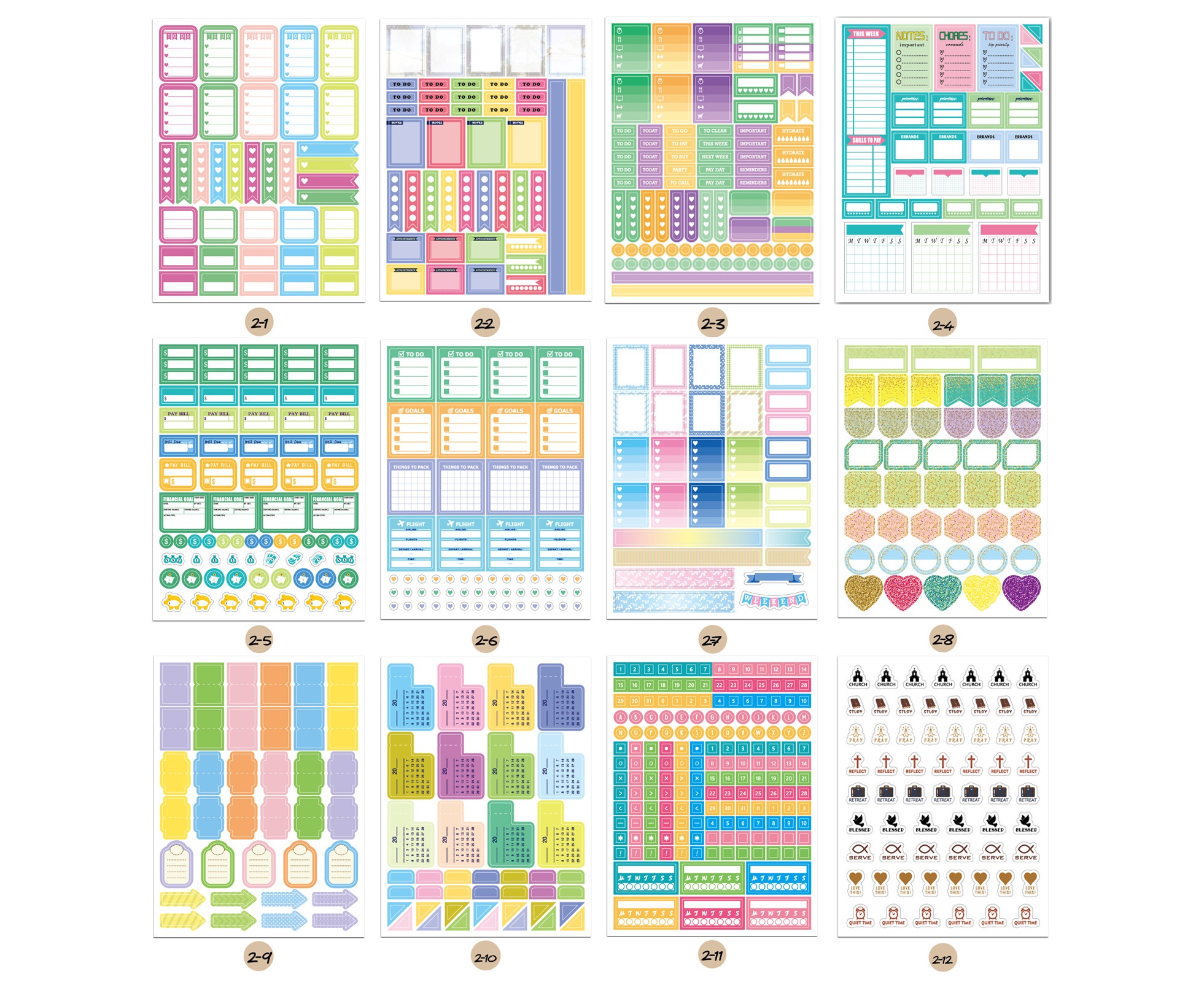 Buy 12 Sheets Essentials Planner Sticker Weekly Daily Schedule Sticker ...
