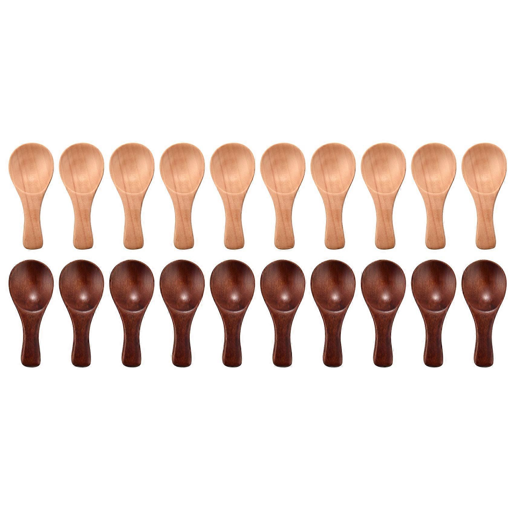 Buy 20 Pieces Small Wooden Spoons Mini Condiments Sugar Seasoning Salt ...