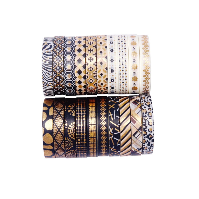 Buy 20 Rolls Slim Gold Foil Washi Tape Set Decorative Washi Masking ...