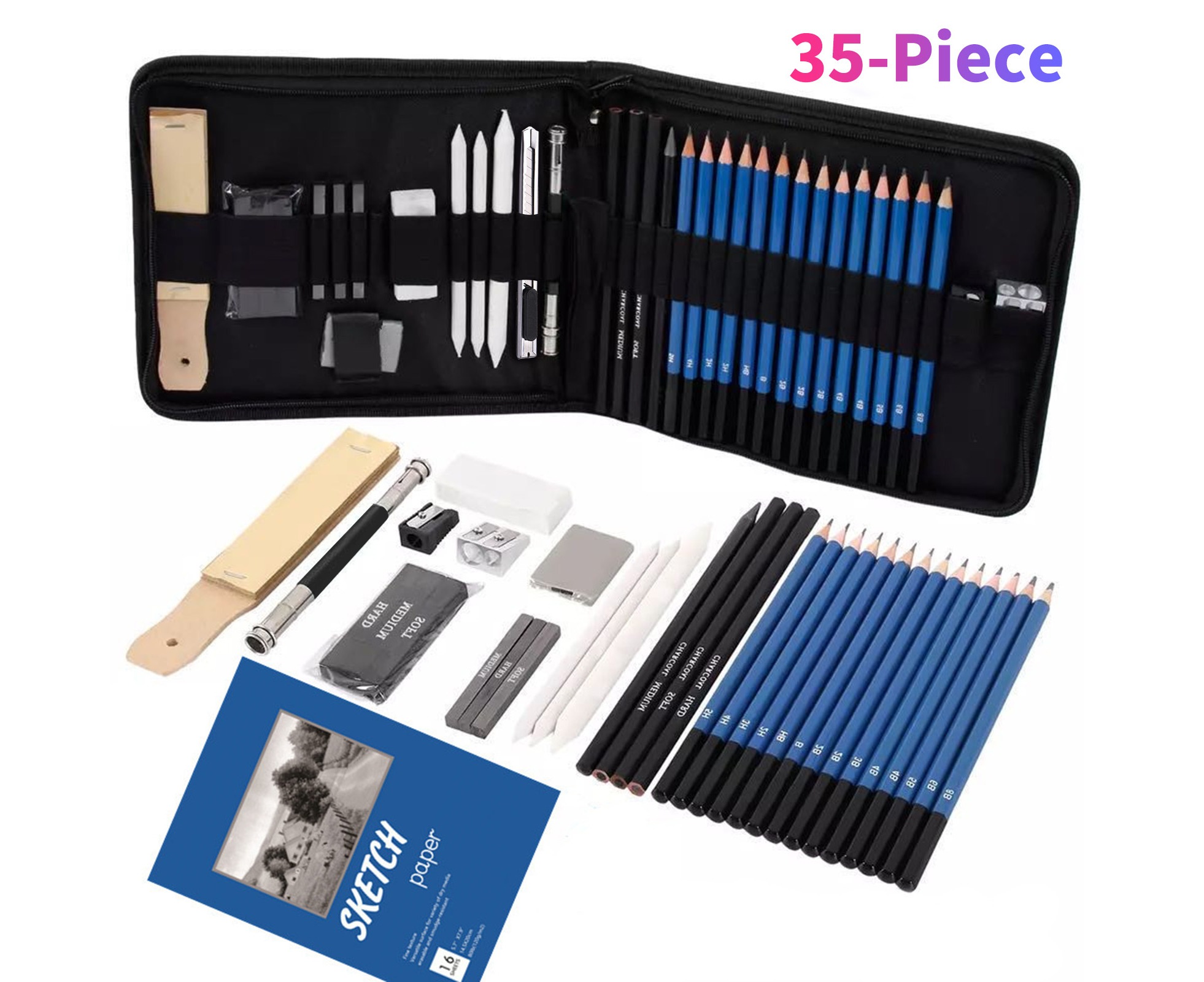 Buy 35-Piece Professional Drawing Pencils and Sketch Set Includes ...