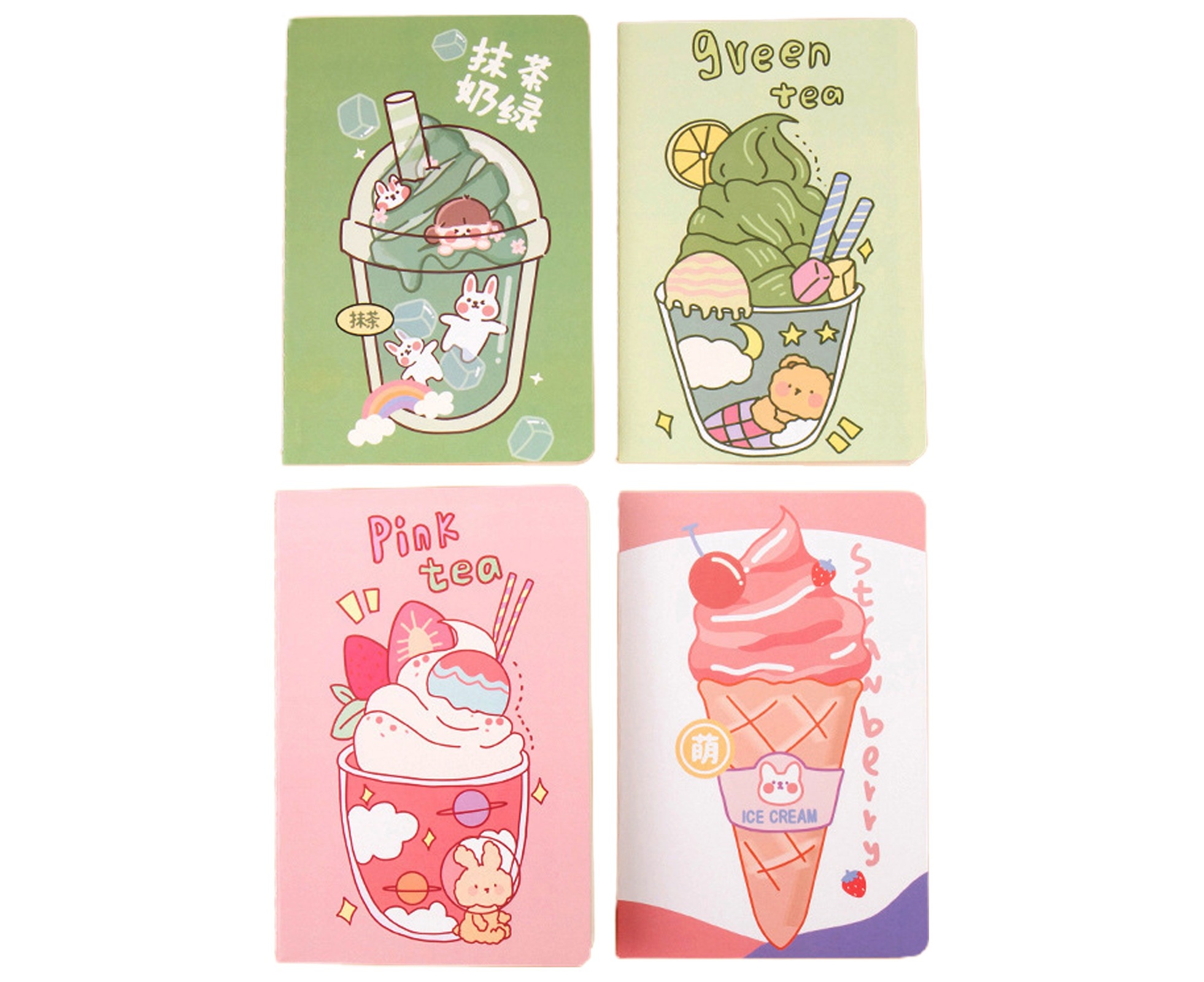 Buy 4Pcs A5 Notebooks Smooth to Write Cartoon Pattern Cover Portable ...