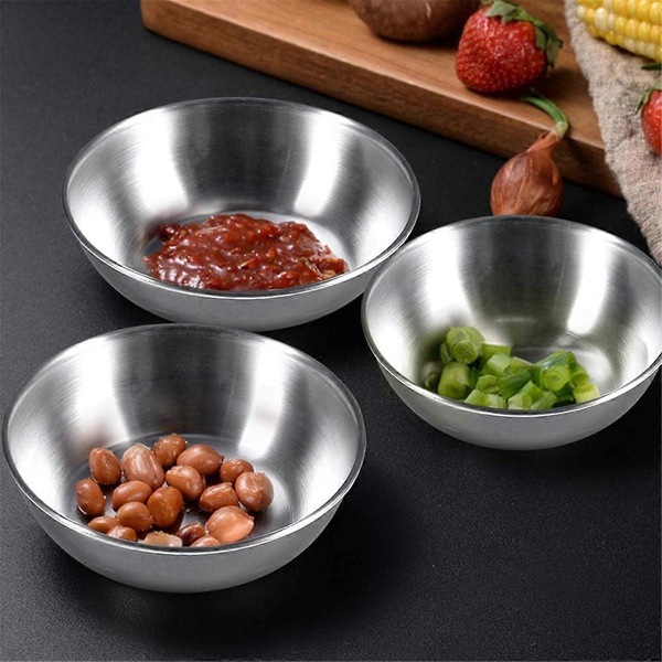 Buy 8Pack 3.2inch Stainless Steel Sauce Dishes Mini Saucers Bowl Round ...