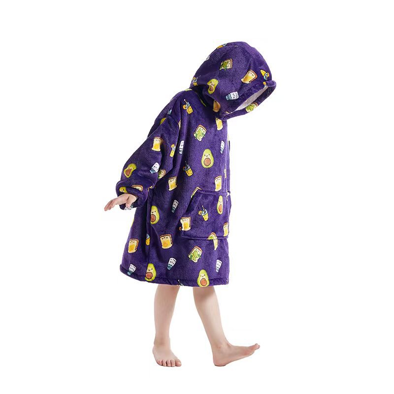 Buy Cartoon one-piece children's flannel pajamas with hood, warm robe ...