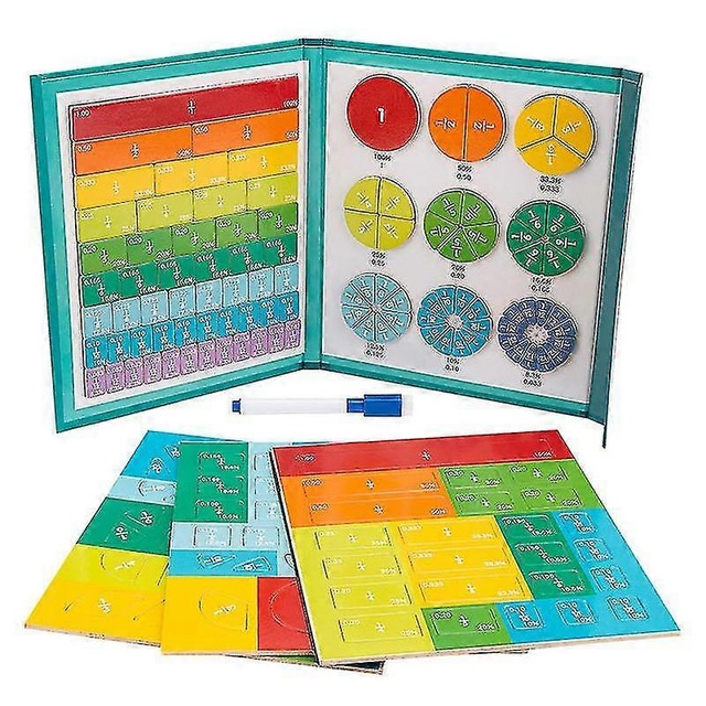 Buy Children Magnetic Fraction Learning Math Toys Wooden Fraction Book ...