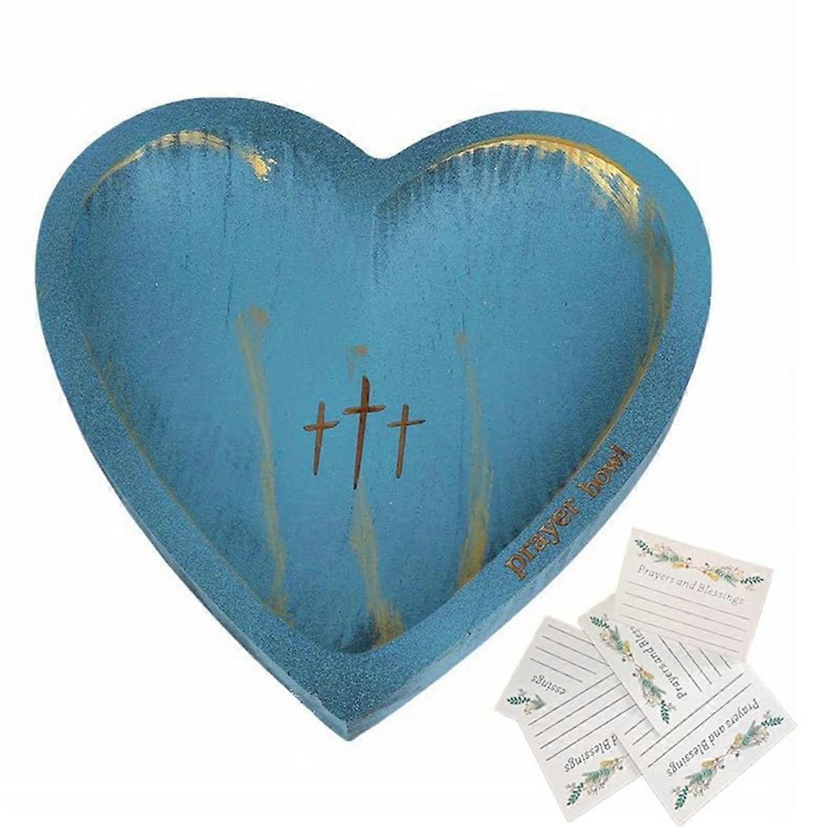 Buy Prayer Bowl Wooden Prayer Bowls with Prayer Cards Heart Decor Bowl ...