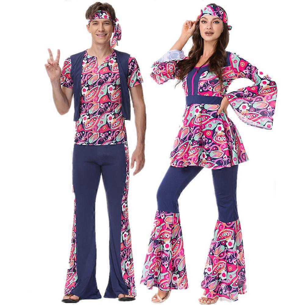 Buy Retro 60s 70s Hippie Cosplay Carnival Halloween Costume for Men ...