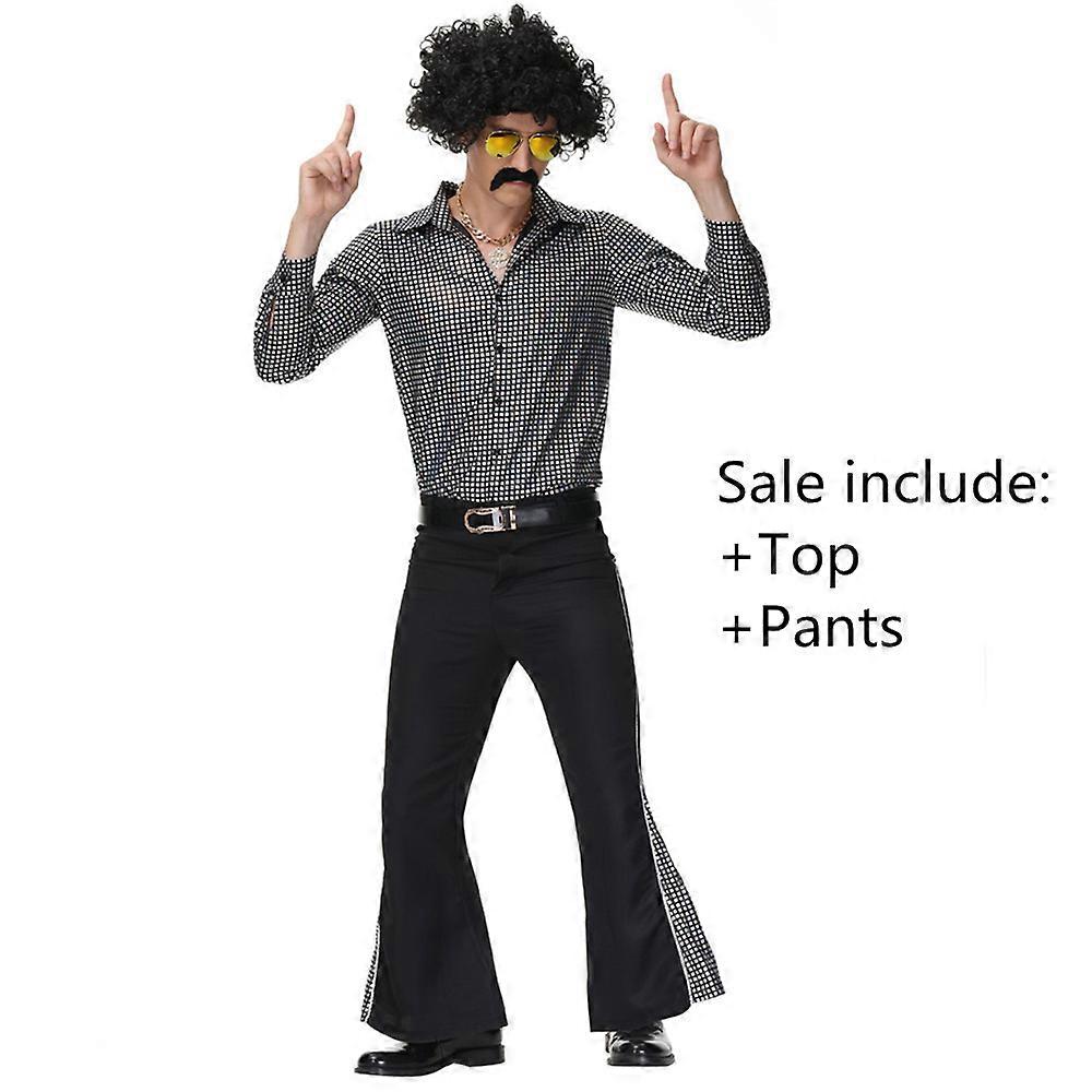 Buy Retro 70s Hippie Cosplay Costume Halloween Costume Suit for Men ...