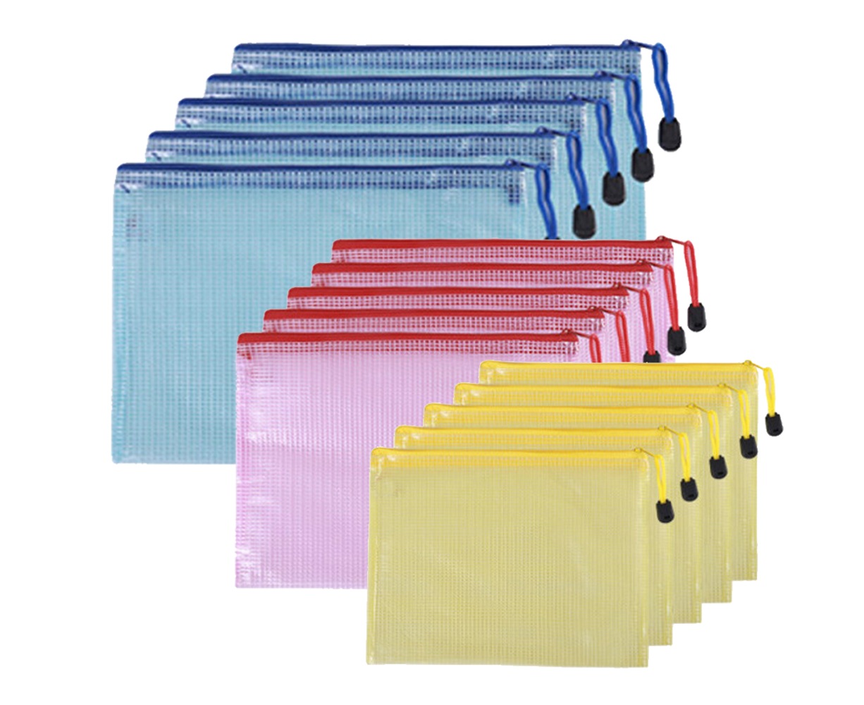 Buy JOYBUY 15 Pack Plastic Mesh Zipper Pouches A4/A5/A6 - MyDeal Australia