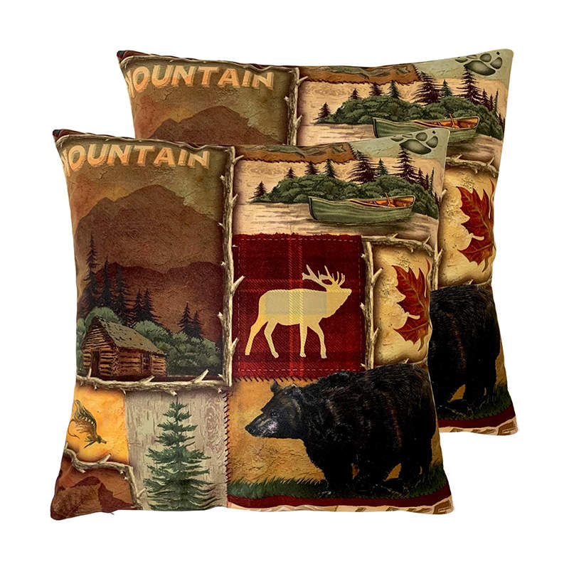 Buy JOYBUY 2 Pcs Rustic Short Plush Throw Pillow Covers for Christmas ...