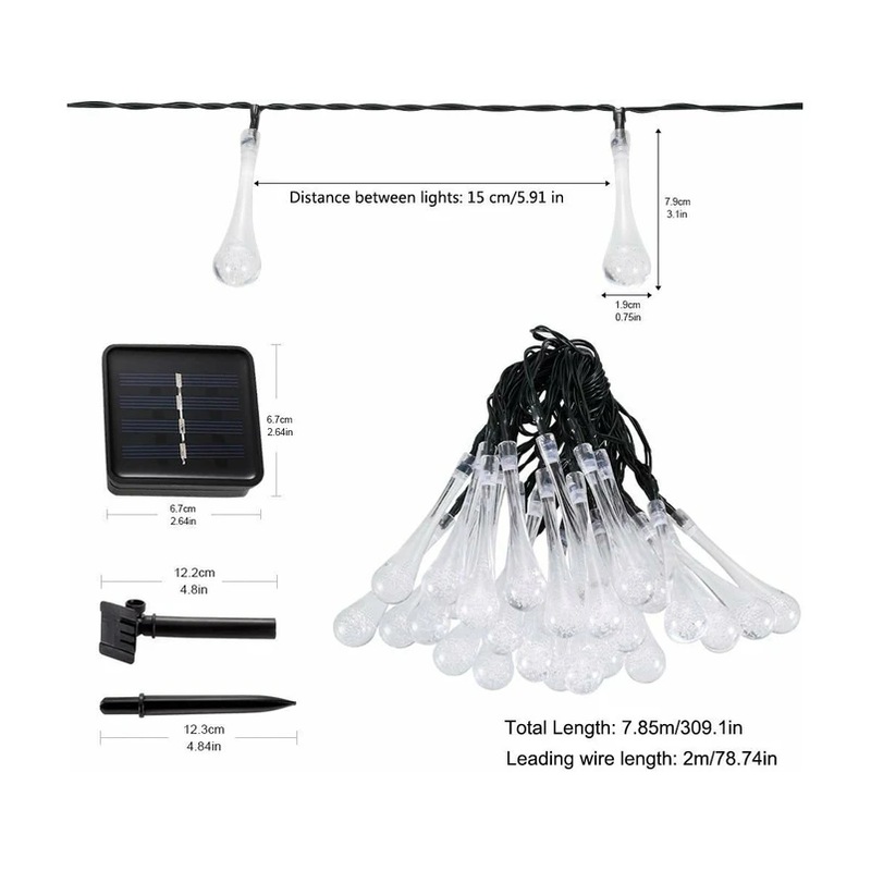 Buy 20ft Solar Water Drop Fairy Lights for Outdoor Decor - MyDeal
