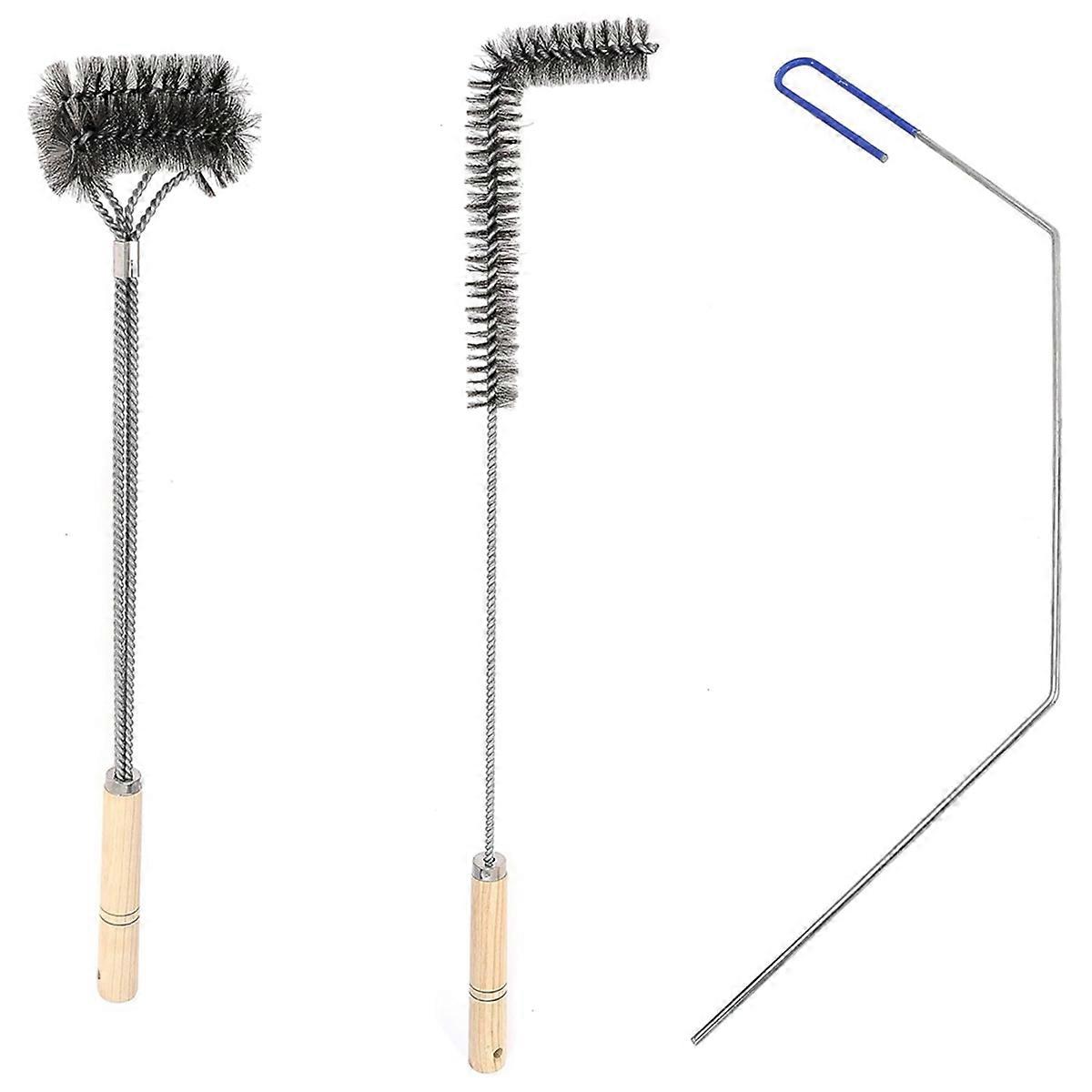 Buy 3 Pcs Fryer Cleaning Tools L Shaped Stainless Steel Bristles Fryer ...