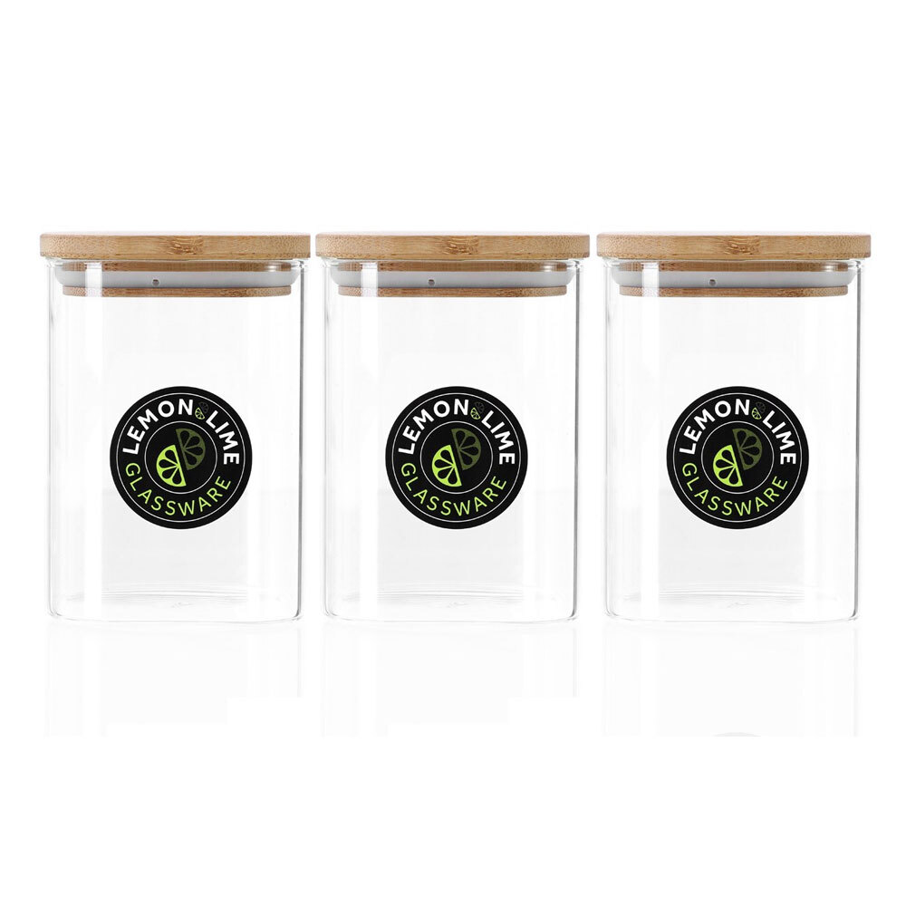 Buy 3PK Lemon & Lime Camden 550ml Glass Jar Square Storage Container w ...