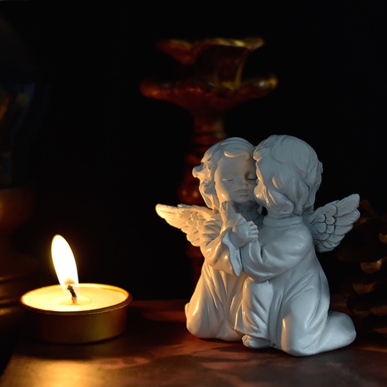 Buy Desktop Angel Sculpture, Resin Cute Little White Angel Girl Statue ...