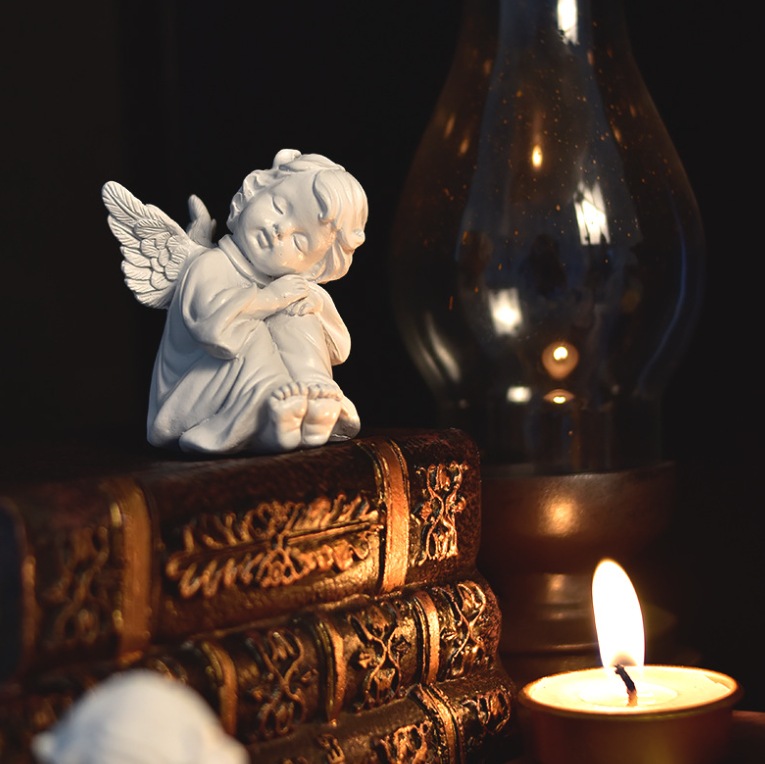 Buy Desktop Angel Sculpture, Resin Cute Little White Angel Girl Statue ...