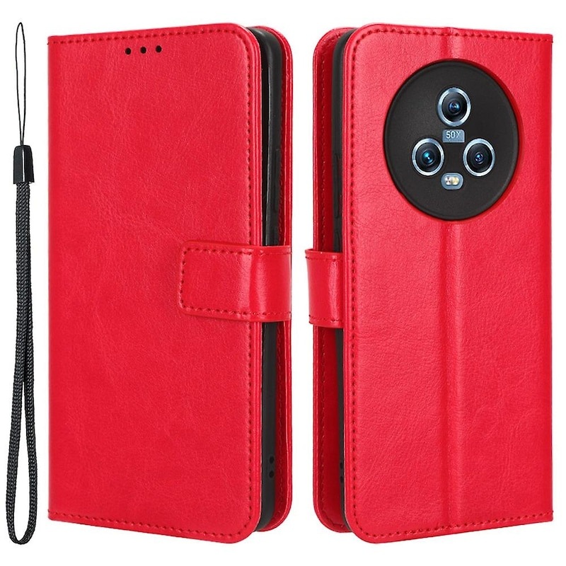 Buy For Honor Magic5 5G PU Leather Crazy Horse Texture Anti-drop Case ...