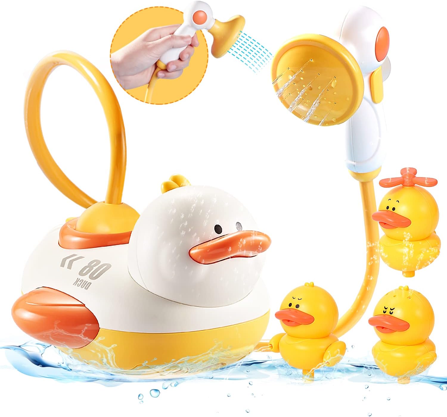 Buy JOYBUY Baby Bath Toys Duck Shower Head Set with Automatic Water ...