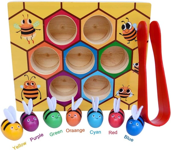 Buy JOYBUY Clamp Bee to Hive Matching Game – Wooden Fine Motor Sorting ...