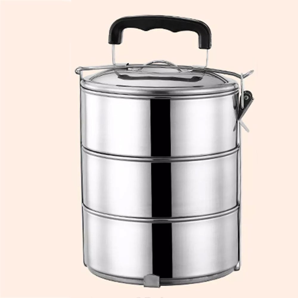 Buy Stackable 3-Tier Stainless Steel Lunch Bento Box Tiffin Storage Pot ...