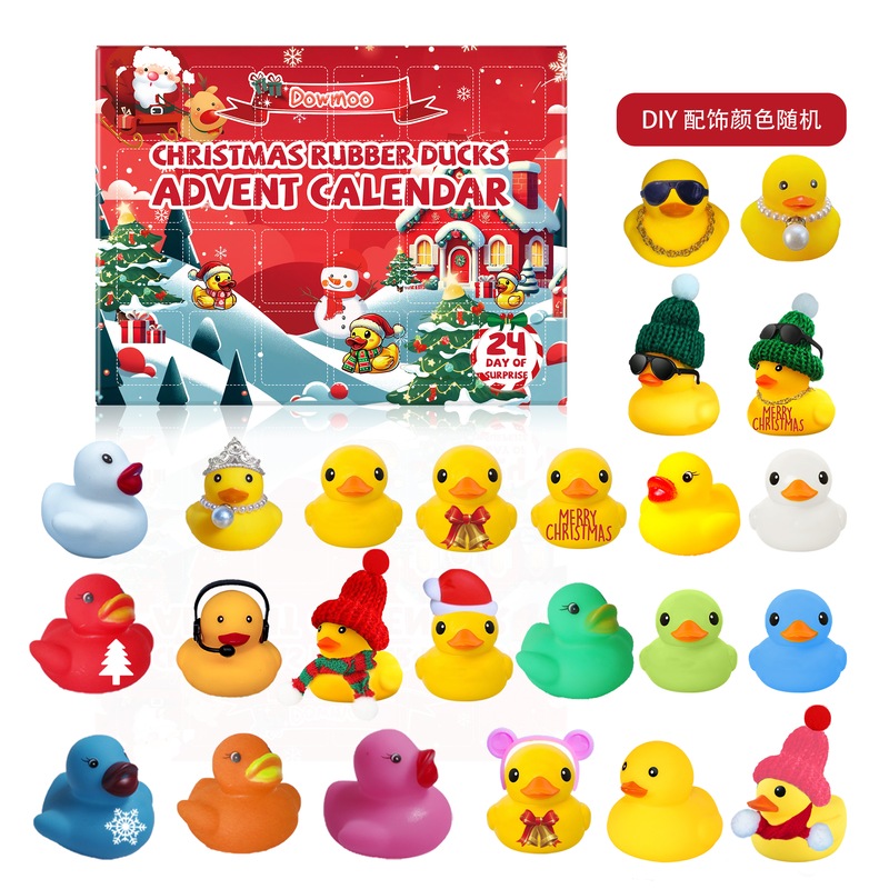 Buy Dowmoo 24 Box Christmas Advent Rubber Duck Blind Box Yellow Duck ...