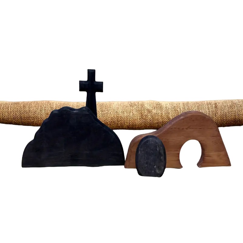 Buy Handcrafted Wooden Cross Empty Tomb Easter Statue Set - Maple and ...