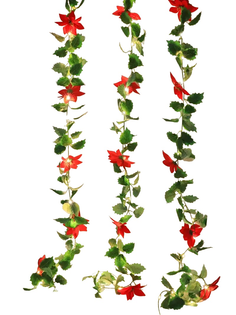 Buy LED Lighted Christmas Red Flower Rattan Decoration - Battery ...