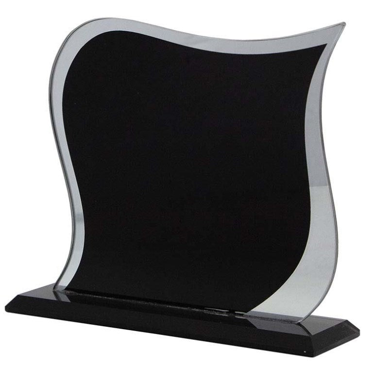 Buy Glass Black Wave Plaque Trophy - Small - MyDeal Australia
