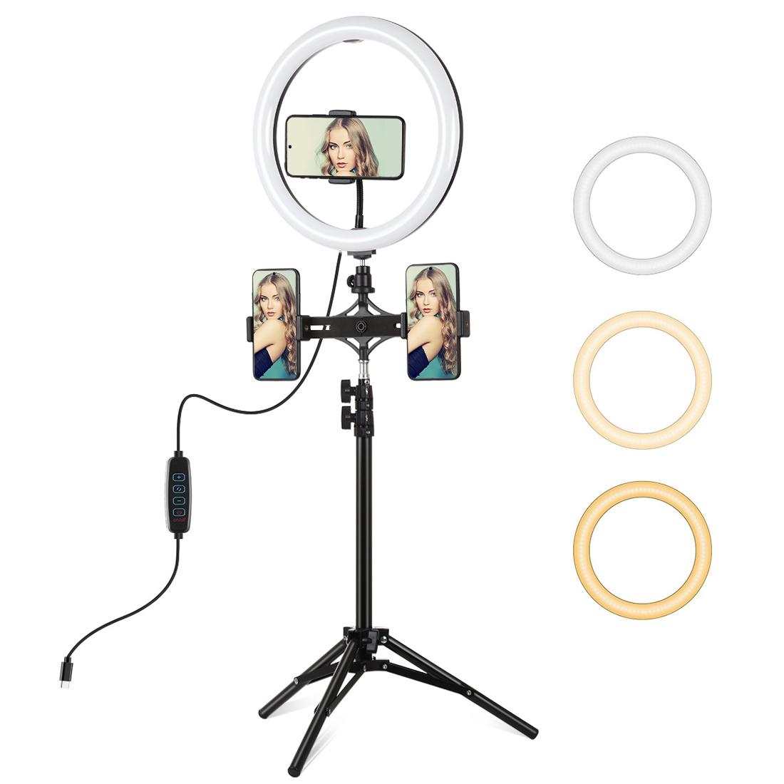 Buy 11.8 Led Ring Light Kit with Tripod & Dual Phone Brackets - 3 Modes ...