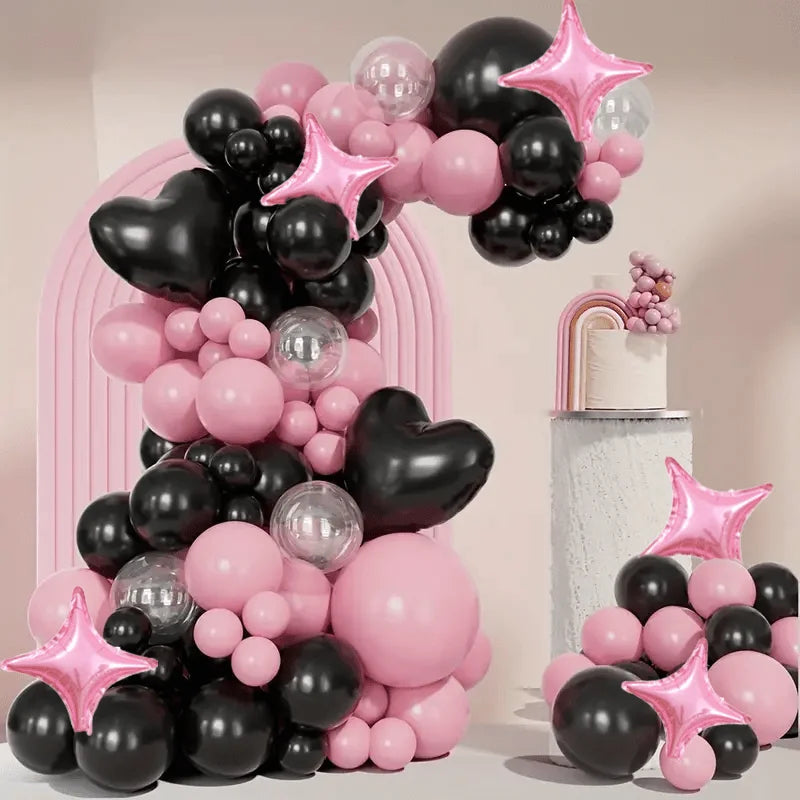 Buy 122Pcs Pink And Black Balloon Themed Garland Arch Set-Perfect For ...