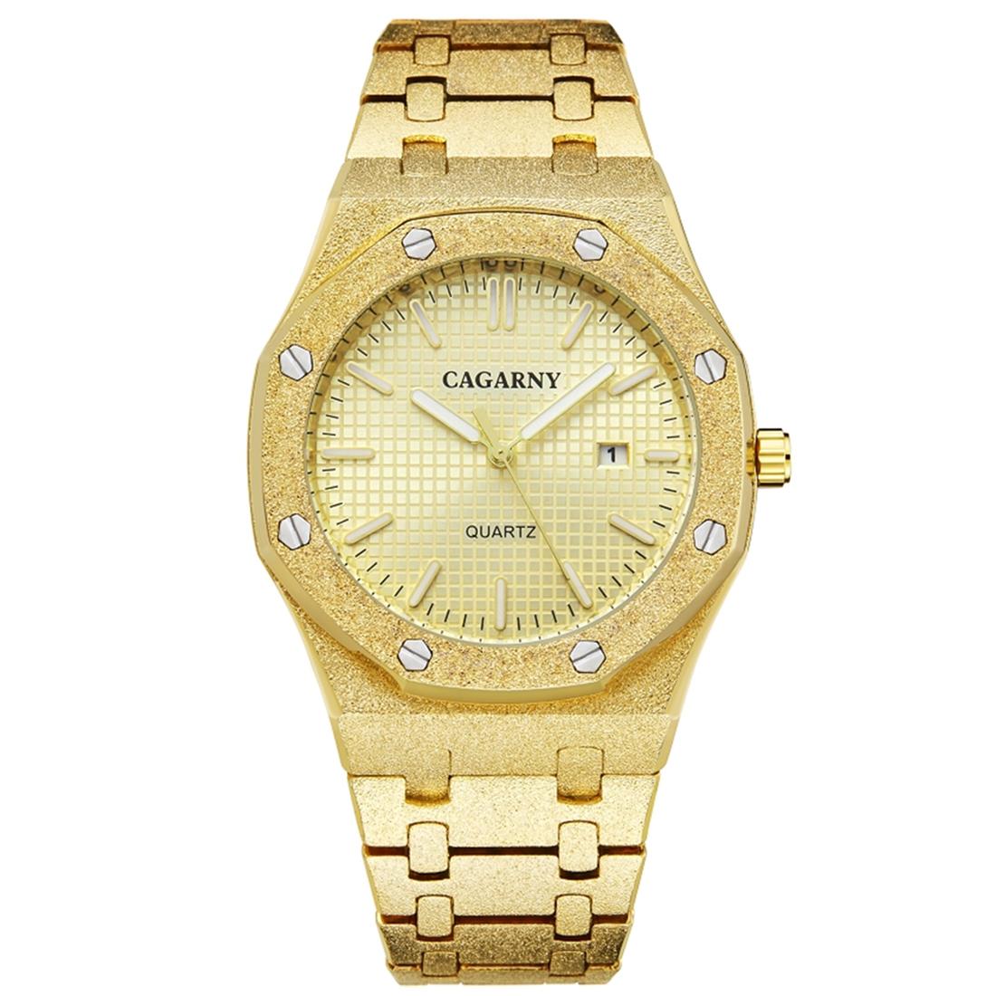 Buy Gold Shell Black Dial Men Stainless Steel Watch with Dual Movement ...