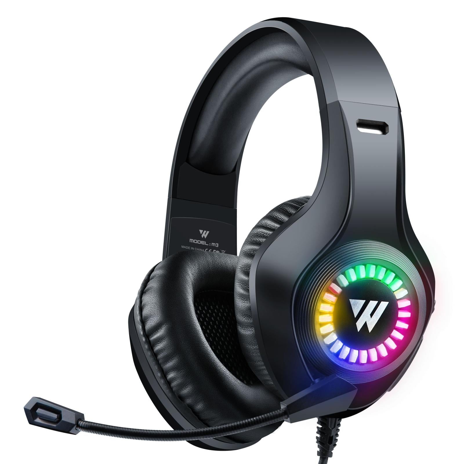 Buy Adjustable Rgb Gaming Headset With Mic Black - MyDeal Australia