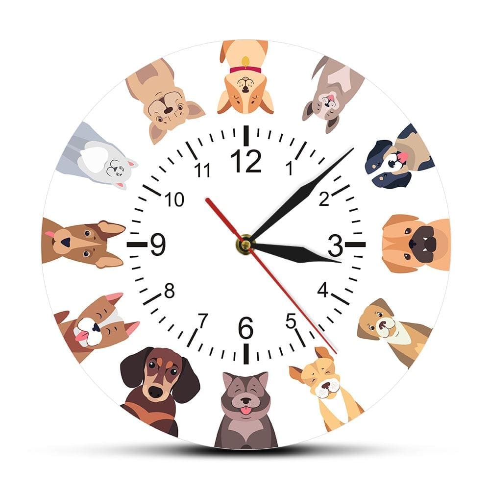 Buy Different Purebred Dogs Cartoon Wall Clock Canine Home Decor Cool ...