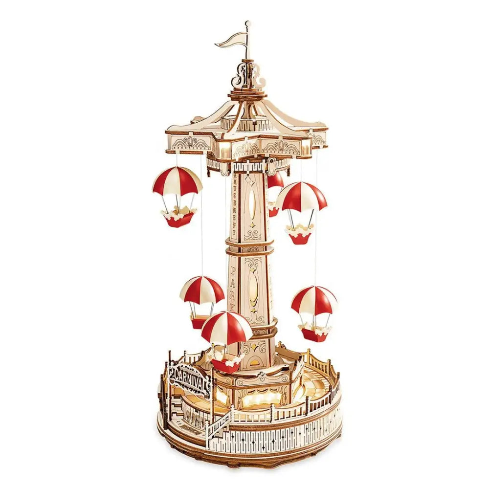 Buy Rokr Parachute Tower Diy Music Box Moveable Magic Amusement Park ...